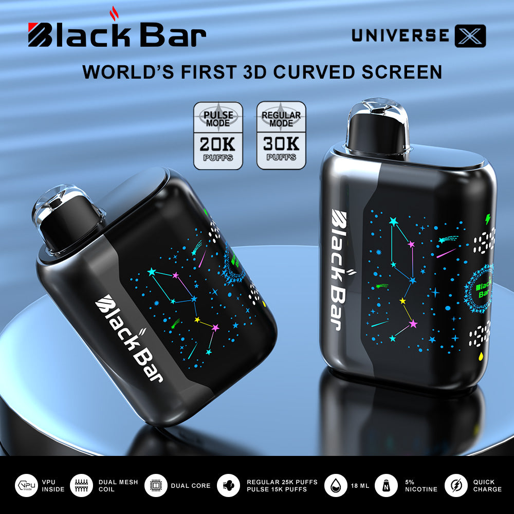 BLACK BAR UNIVERSE X 20K Puffs Regular 30K Puffs Dual Mesh Coil Dual C ...